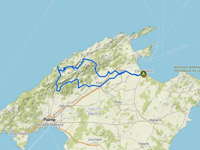 RR Mallorca Königsetappe von Can Picafort über den Col de Sa Bataia ...
